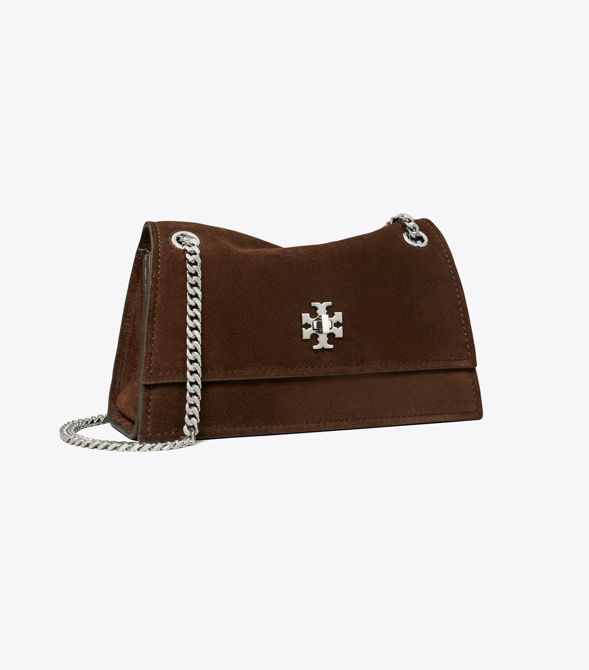 Mini Kira Turnlock Suede Shoulder Bag, Dark Cocoa | Tory Burch UAE