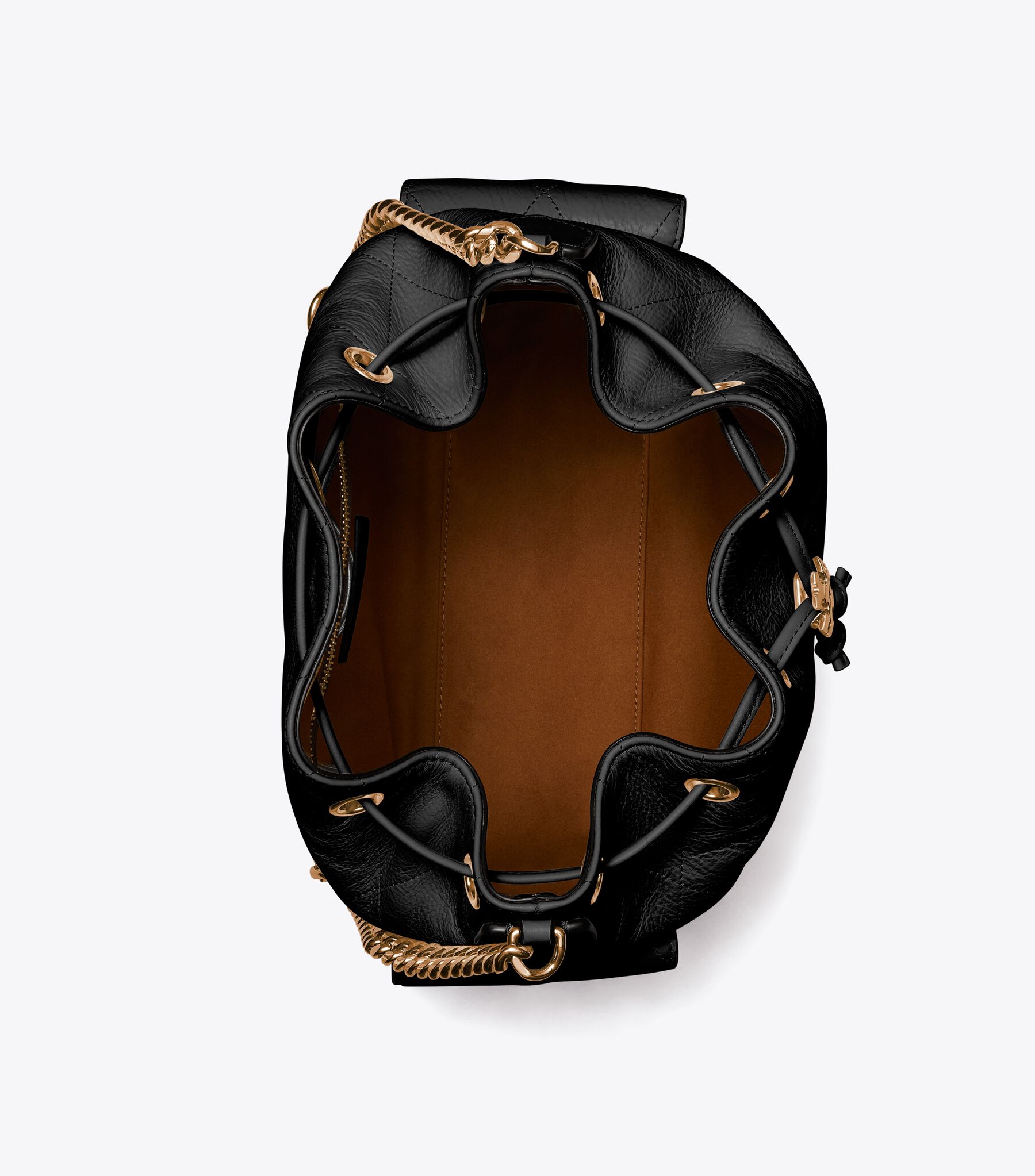Charlie Quilted Drawstring Shoulder Bag, Black | Tory Burch UAE