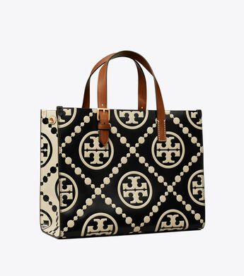 T Monogram Contrast Embossed Small Tote | Handbags | Tory Burch
